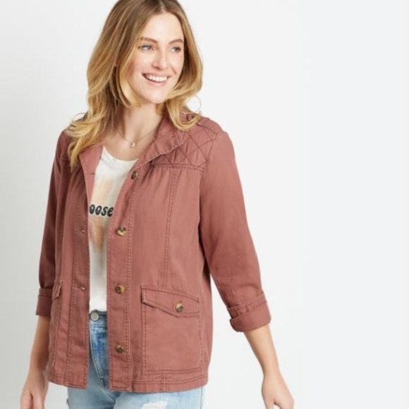 Maurices | Jackets & Coats | Solid Quilted Yoke Utility Jacket Nwt ...